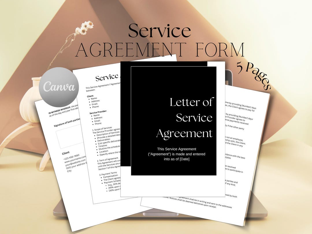 Professional Service Agreement Template Editable Service Contract Form ...