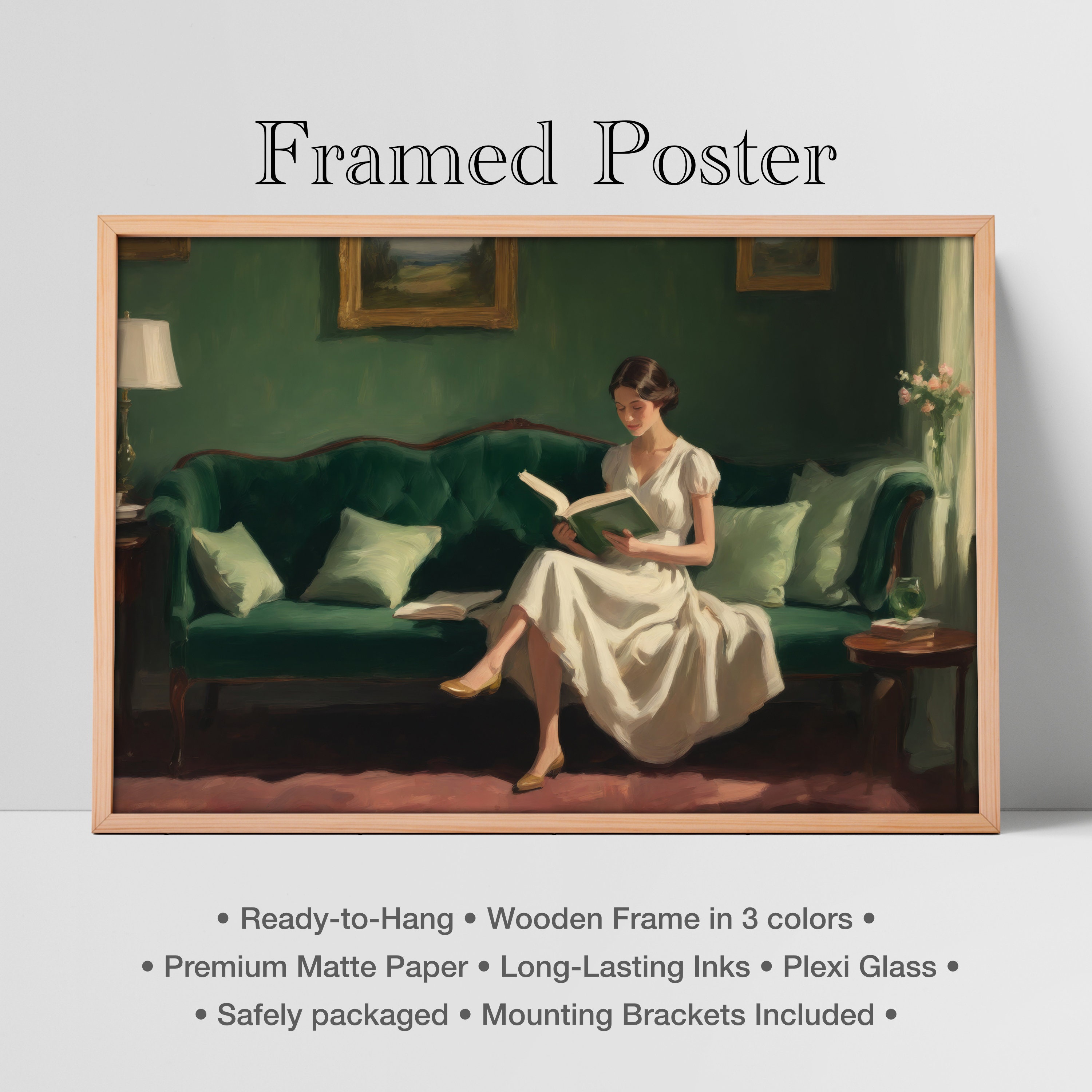 Antique Portrait, Reading Woman Painting, Aesthetic Art Print Canvas ...