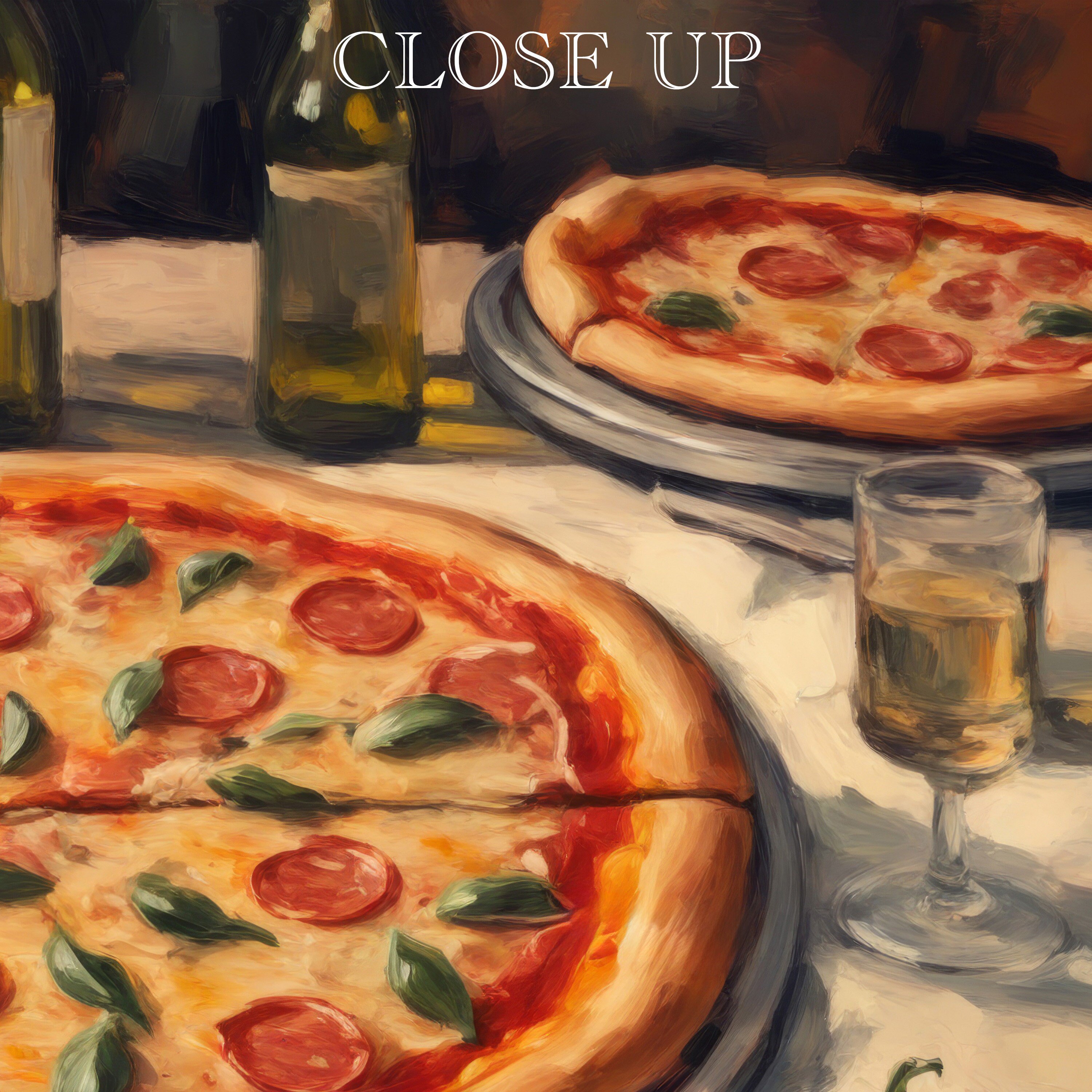 Pepperoni Pizza Still Life Oil Painting, Aesthetic Kitchen Art Print ...