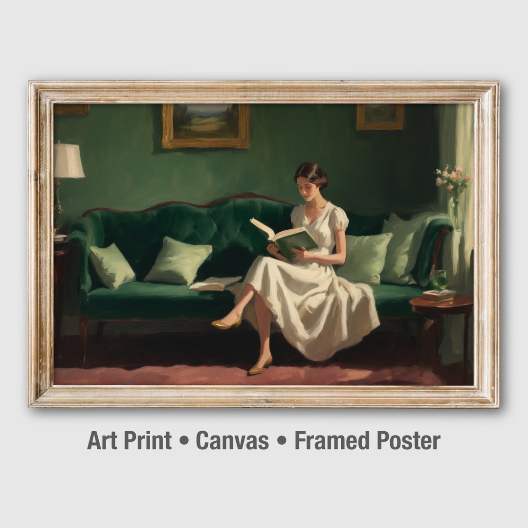 Antique Portrait, Reading Woman Painting, Aesthetic Art Print Canvas ...