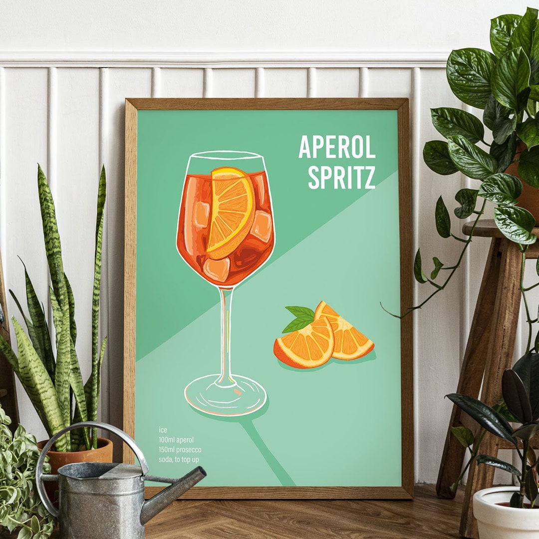 Aperol Spritz Retro Poster Retro Aperol Cocktail Print Aperol Spritz ...