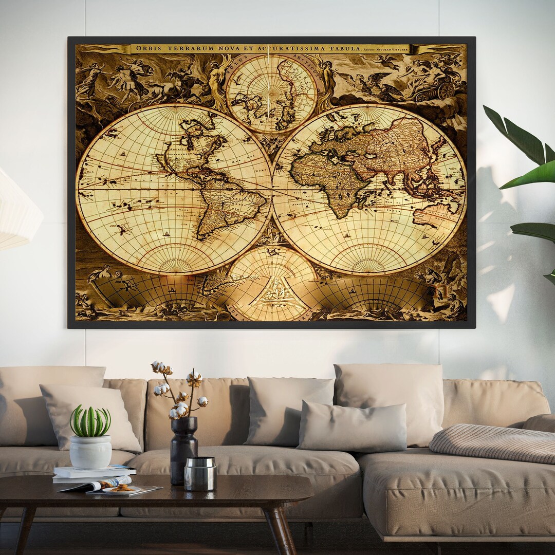 Old Map Old World Map Antique Map Canvas Old Map Wall World Map Canvas ...