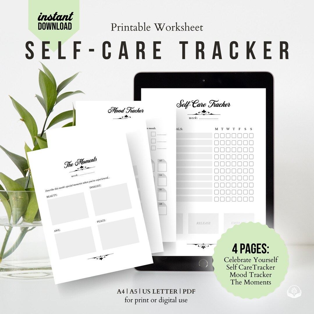 Self Care Tracker Mood Tracker Printable Digital Self Care Checklist ...