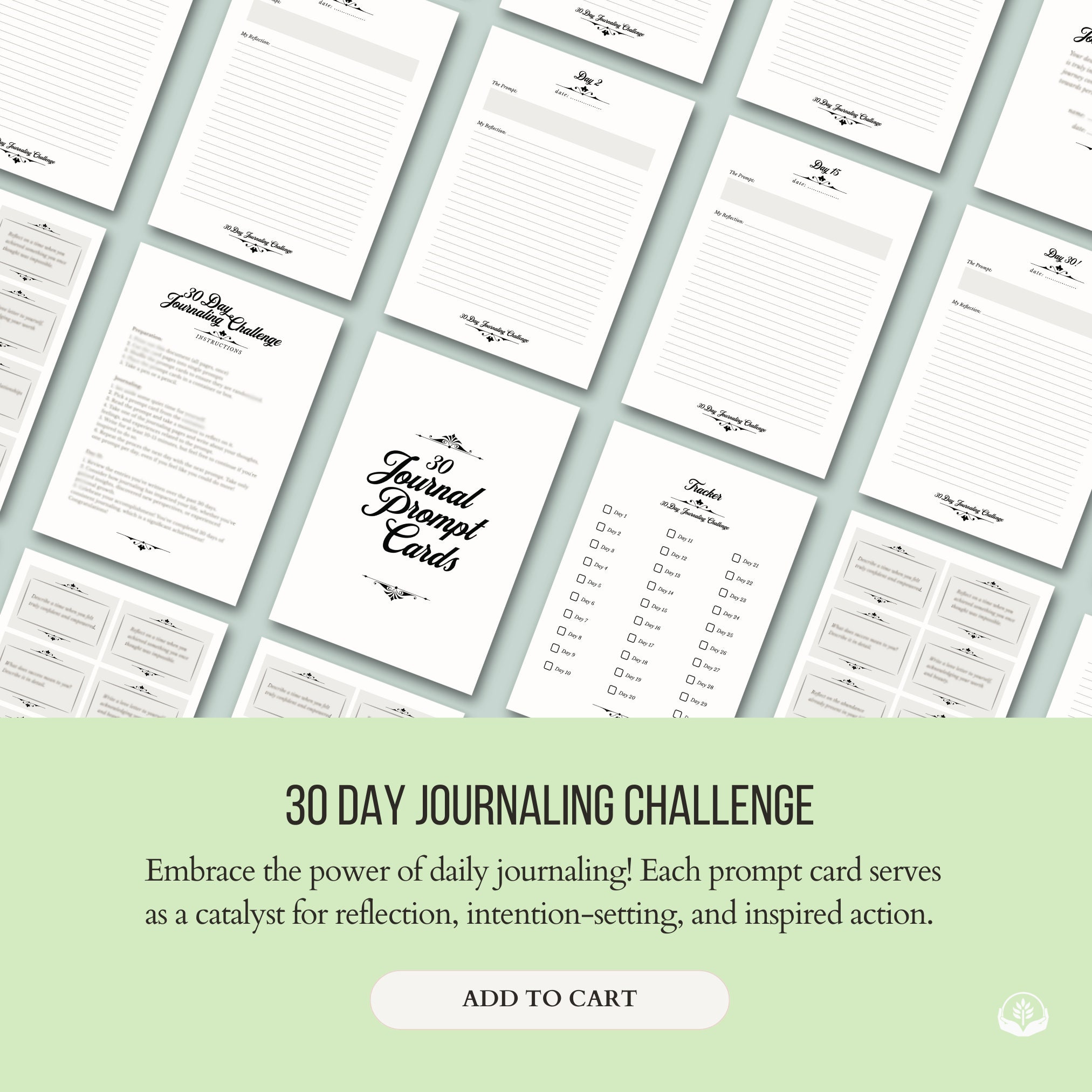 Anxiety Journal Prompt Cards Printable 30 Day Challenge Tracker Digital ...