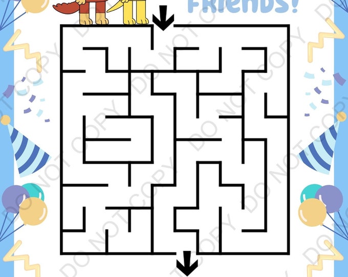 Bluey Maze Game (blue), Digital File, PDF - Etsy