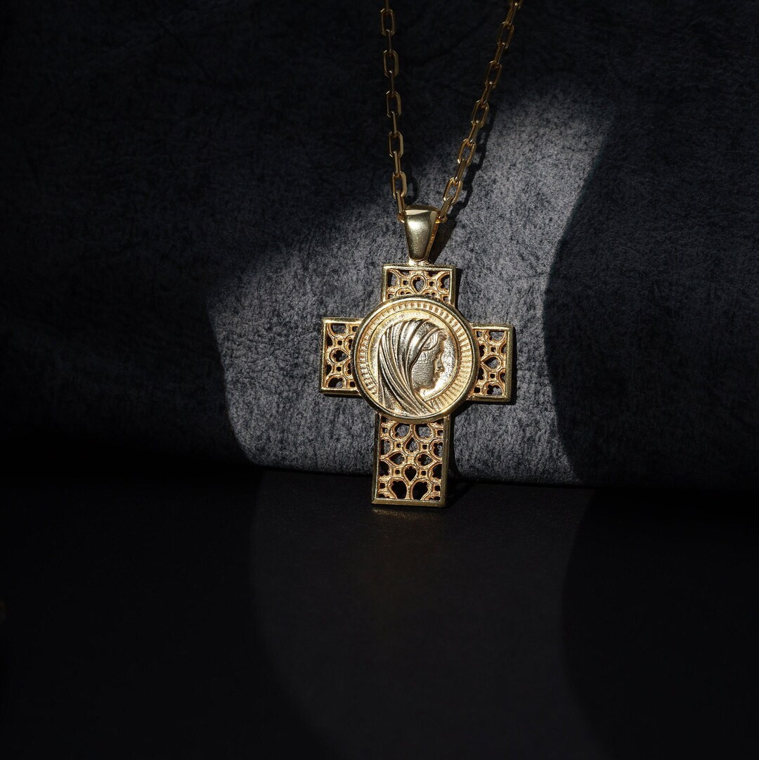 Virgin Mary Cross Pendant Necklace for Mom Birthday, Mother Mary ...