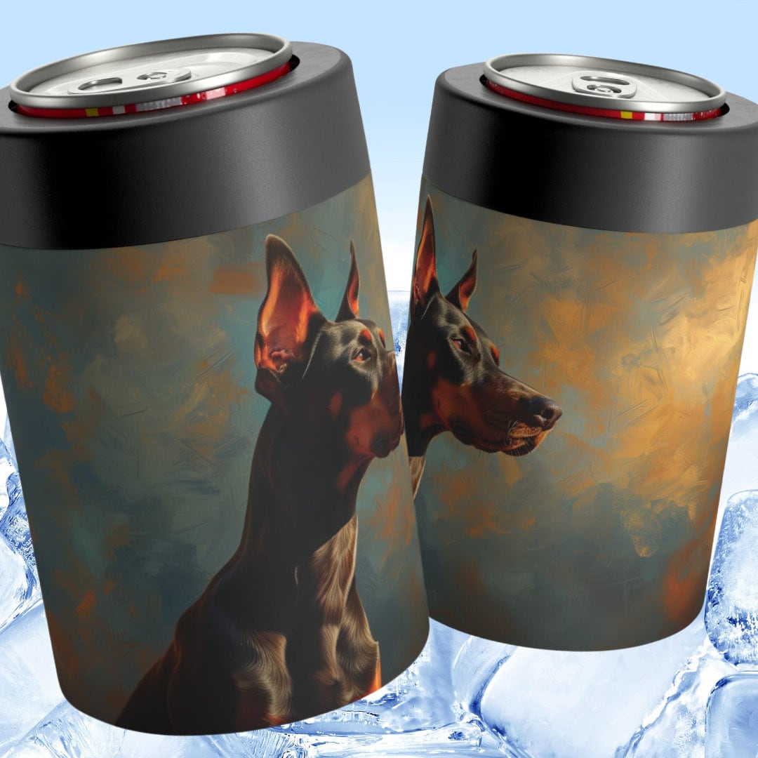 Doberman Can Cooler Stainless Steel Insulated Beer Holder 12oz Drink ...