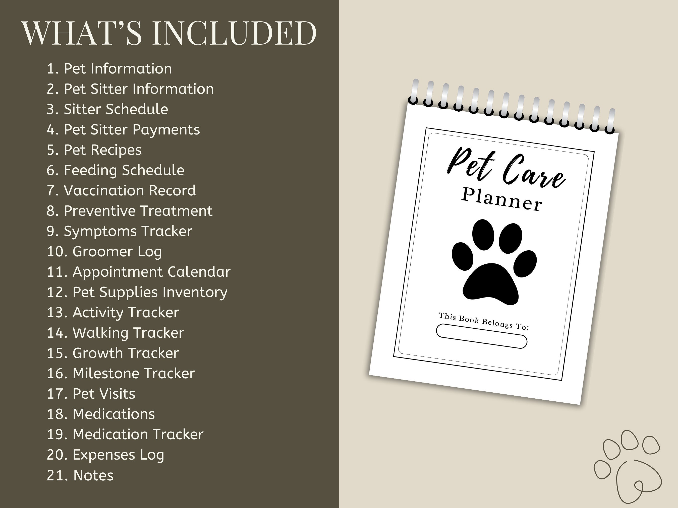 Pet Care Planner Printable Pet Planner Digital Planner Fillable Pet ...