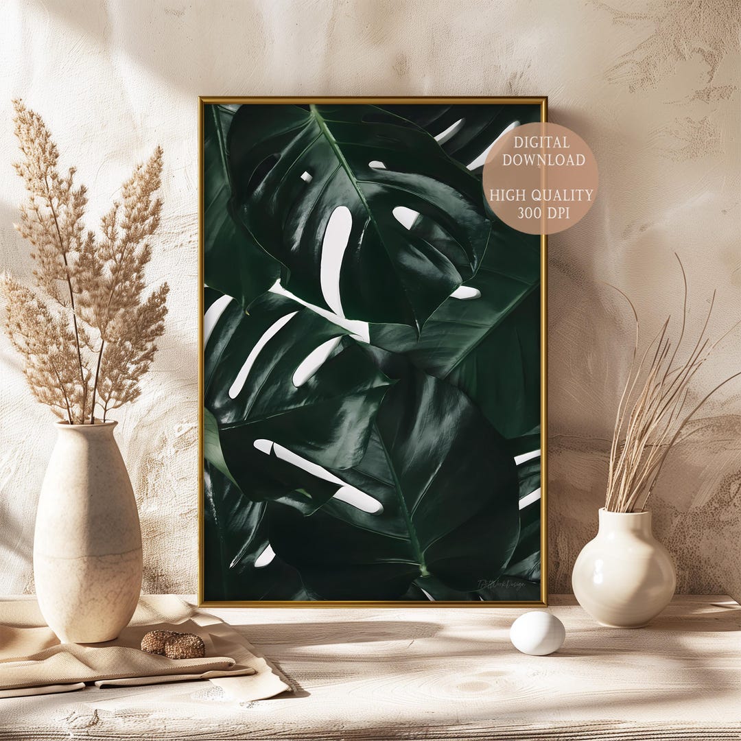 Monstera Leaves Poster - Digital Download - Tropical Wall Art ...