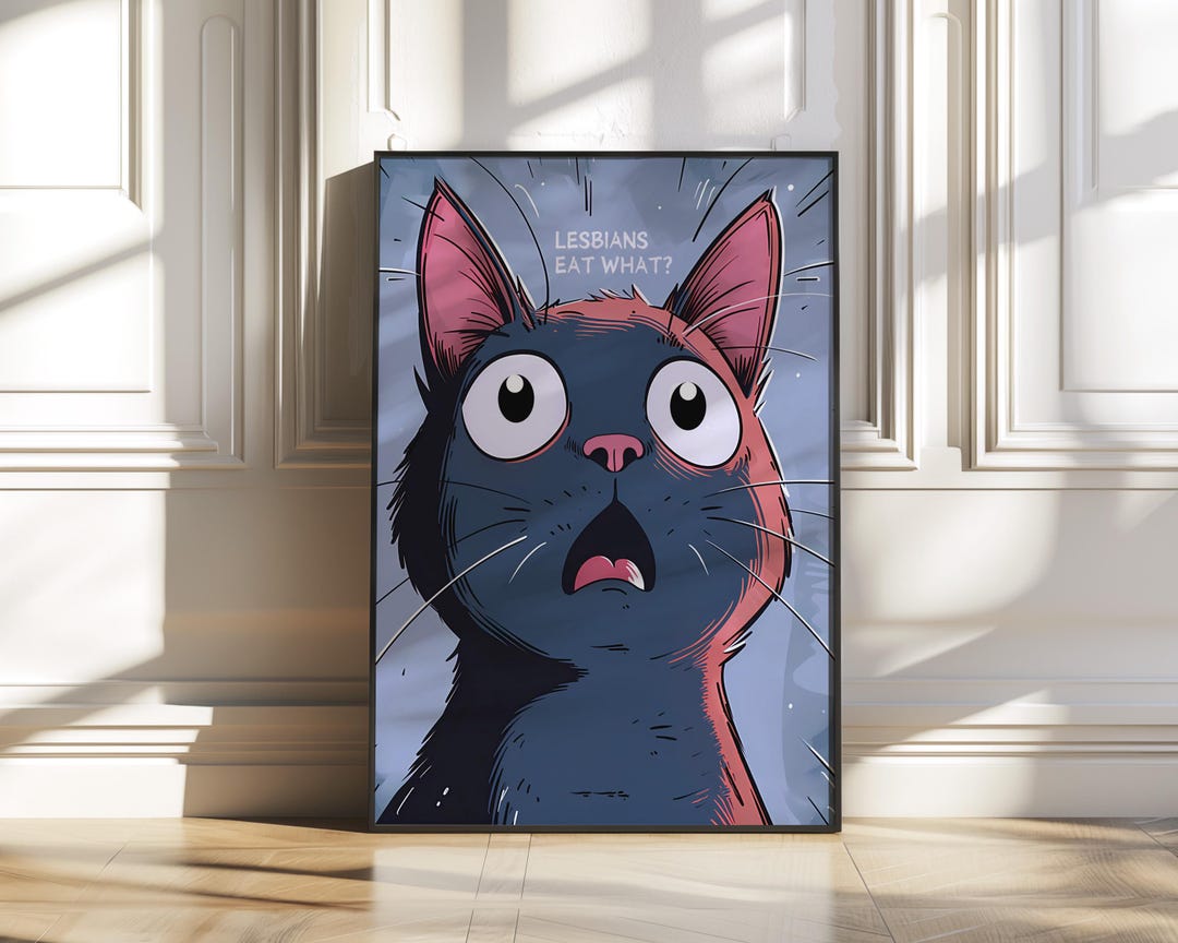 Funny Cat Poster Comic Kitty With Cheeky Quote for Bathroom Toilet ...