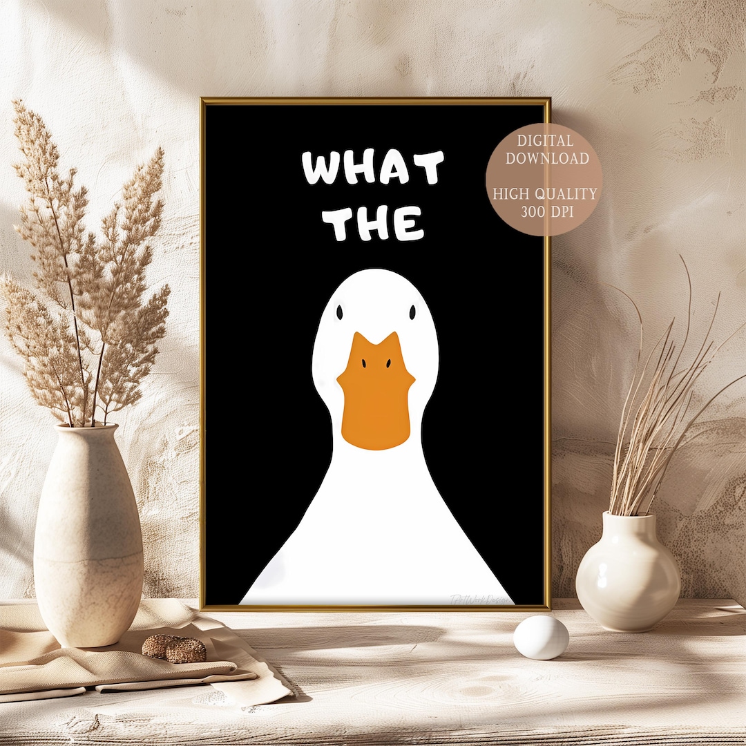 What the Duck Poster – Funny Duck Art, Minimalist Wall Decor, Humorous ...