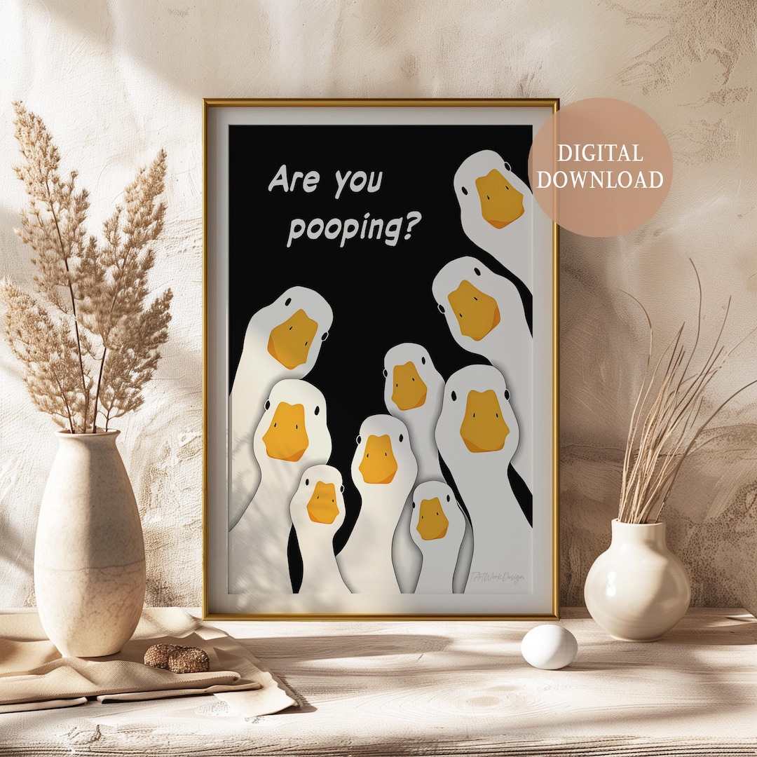 Funny Ducks Illustration are You Pooping Humorous Wall Art for Bathroom ...
