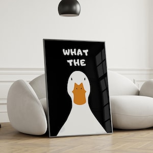 What the Duck Poster – Funny Duck Art, Minimalist Wall Decor, Humorous ...