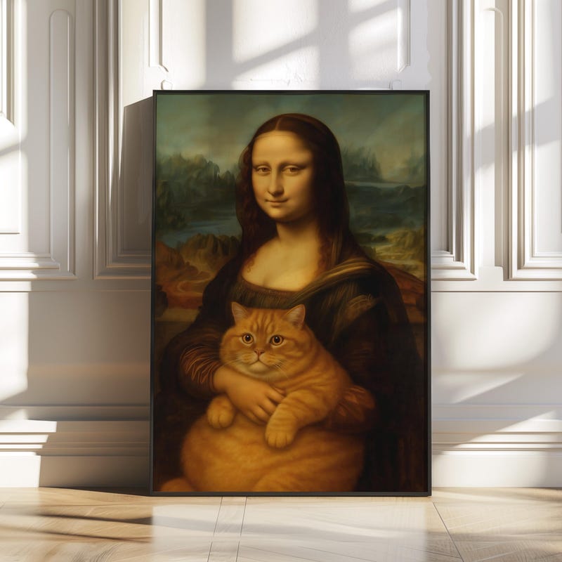 Mona Lisa Cat Art Print - Etsy