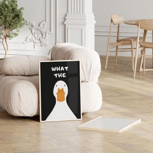 What the Duck Poster – Funny Duck Art, Minimalist Wall Decor, Humorous ...