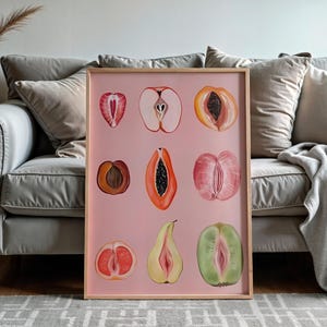 Cheeky Fruit Illustration - Humorous Digital Art for Kitchen and Dining ...