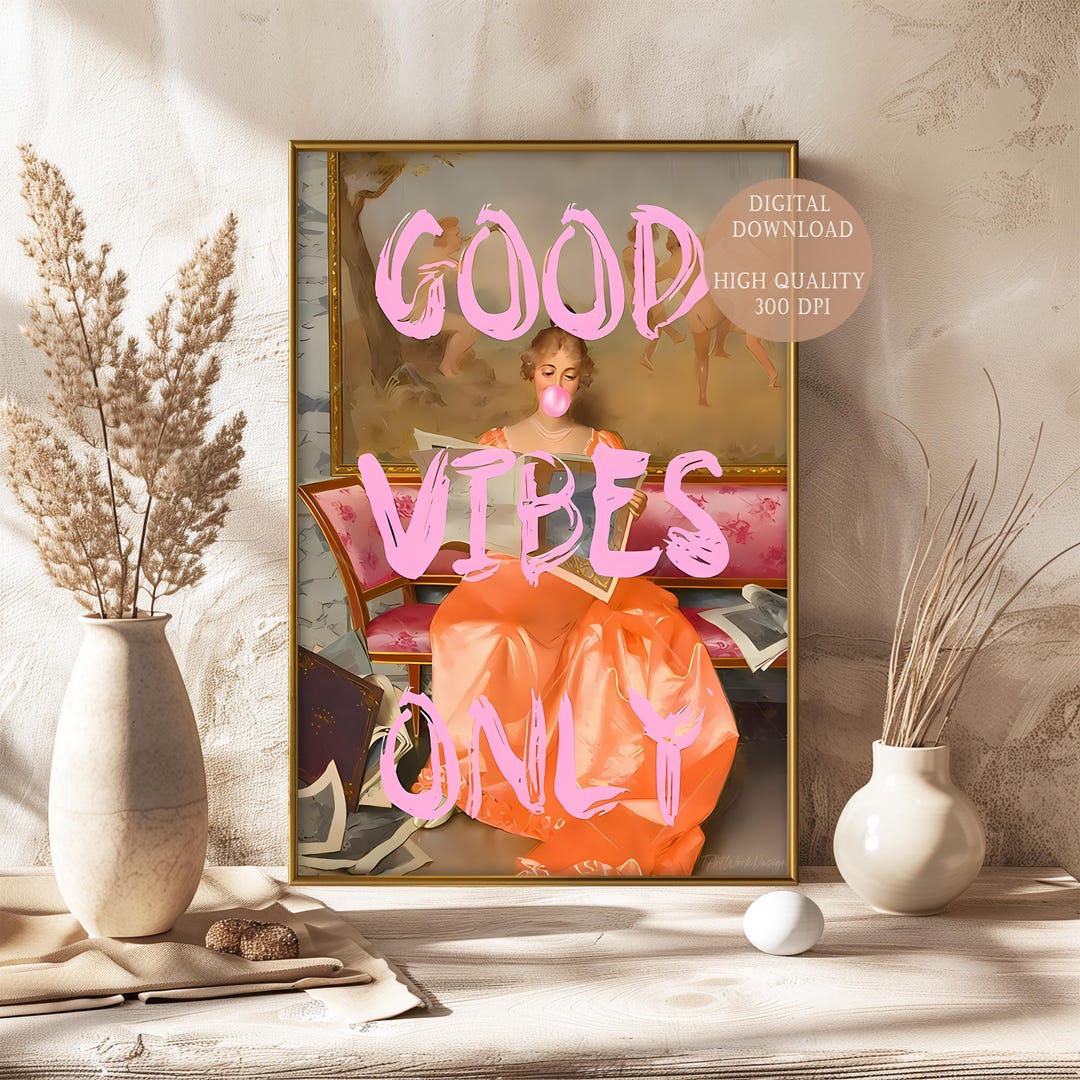 Good Vibes Only Vintage Poster – Funny Retro Wall Art, Perfect ...
