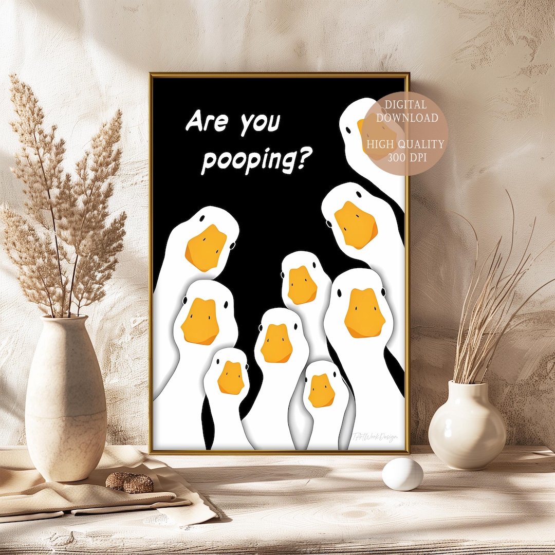 Funny Ducks Illustration "are You Pooping?" - Humorous Wall Art for ...