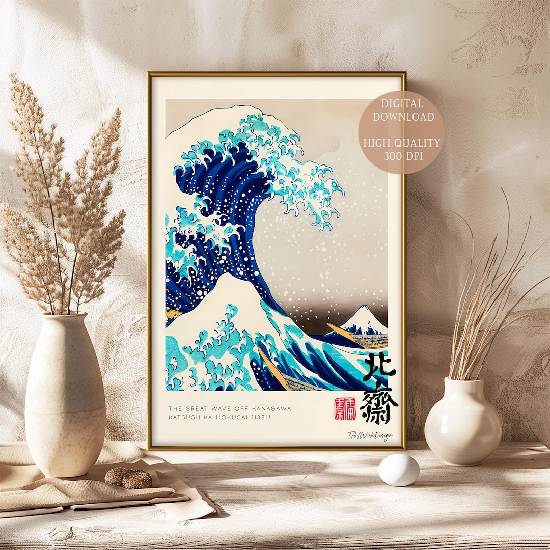 The Great Wave off Kanagawa Art Print | Katsushika Hokusai Inspired Wall Art | Japanese Ukiyo-e ...
