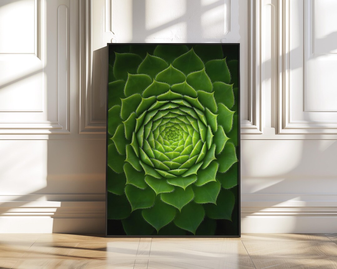 Spiral Aloe Plant Print, Fibonacci Geometry Botanical Poster, Zen Wall ...