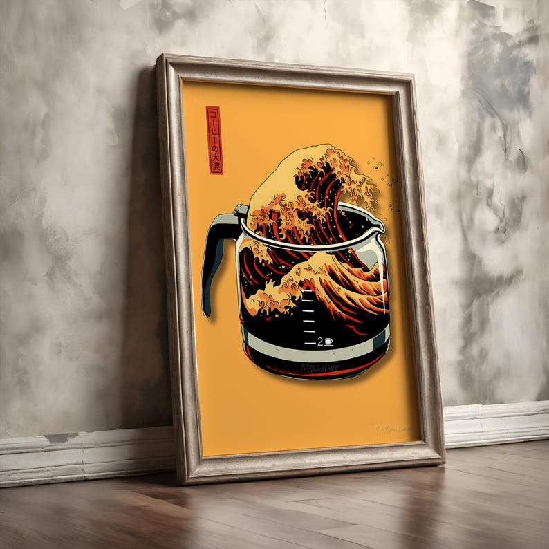 Japanese "the Great Wave" Coffee Pot Poster Hokusai Poster Modern Wall ...
