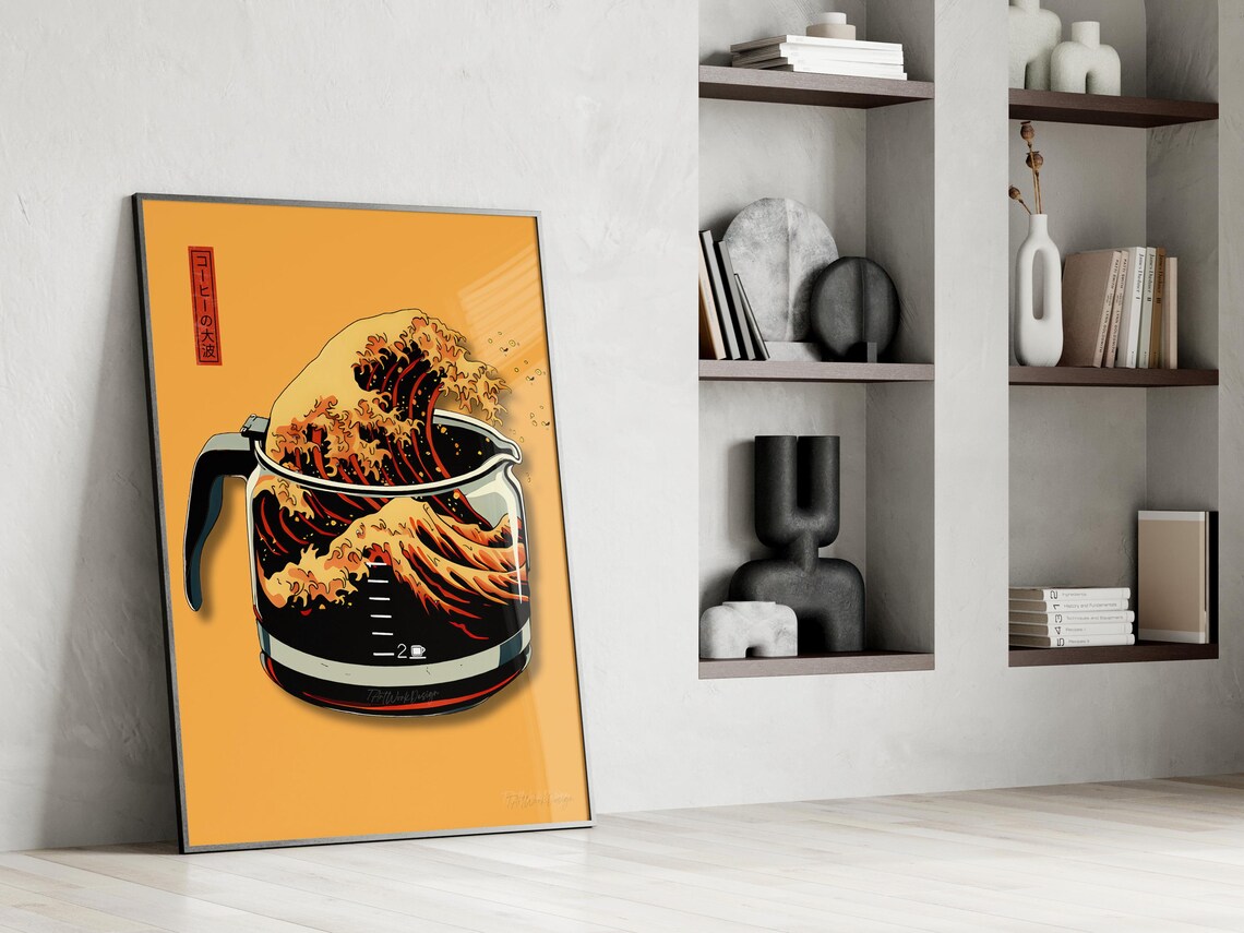 Japanese "the Great Wave" Coffee Pot Poster Hokusai Poster Modern Wall ...
