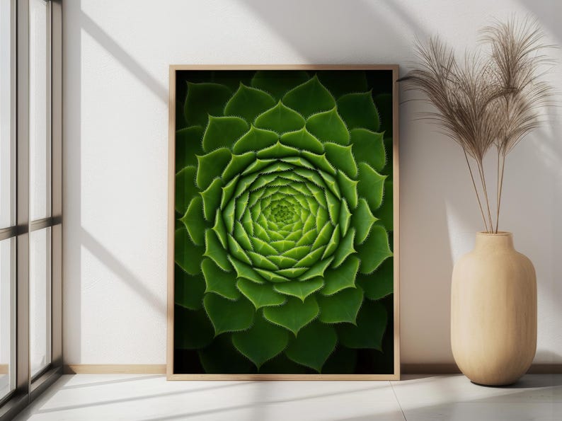 Spiral Aloe Plant Print, Fibonacci Geometry Botanical Poster, Zen Wall ...