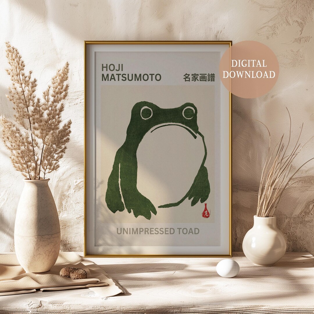 Unimpressed Toad Japanese Art Print | Minimalist Zen Frog Wall Art ...