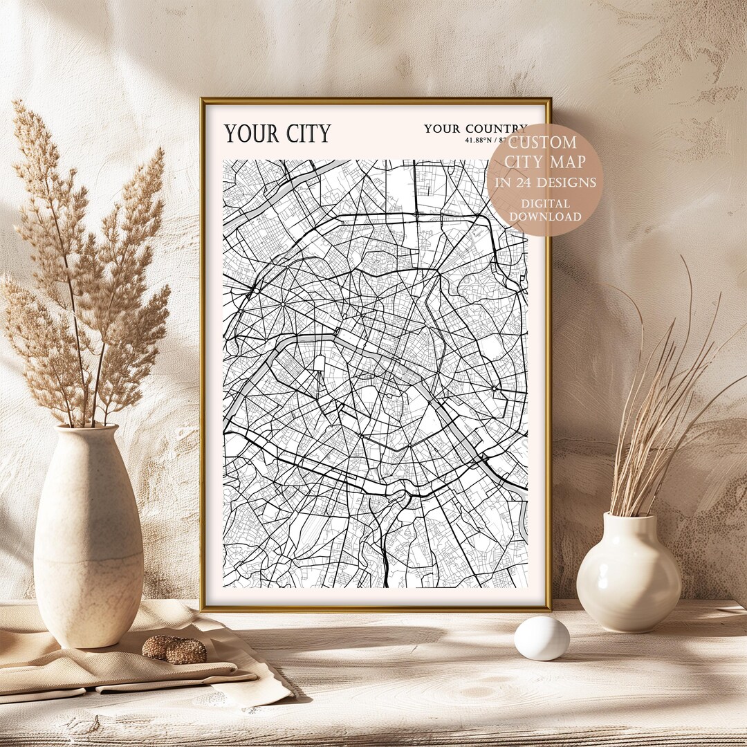 Personalized City Map Print | Custom Valentine's Day Gift Idea | Custom ...