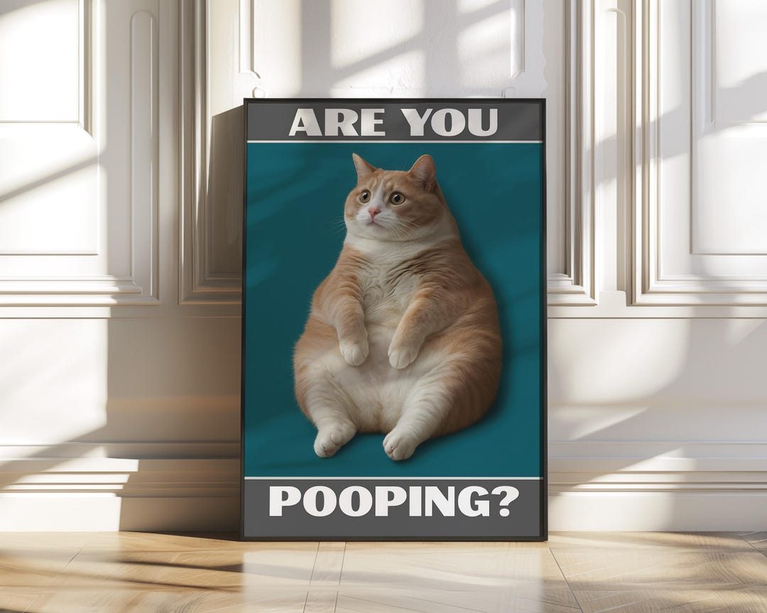 Funny Cat Bathroom Poster Digital Download Are You Pooping Wall Art ...