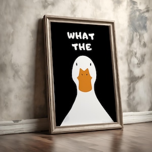 What the Duck Poster – Funny Duck Art, Minimalist Wall Decor, Humorous ...