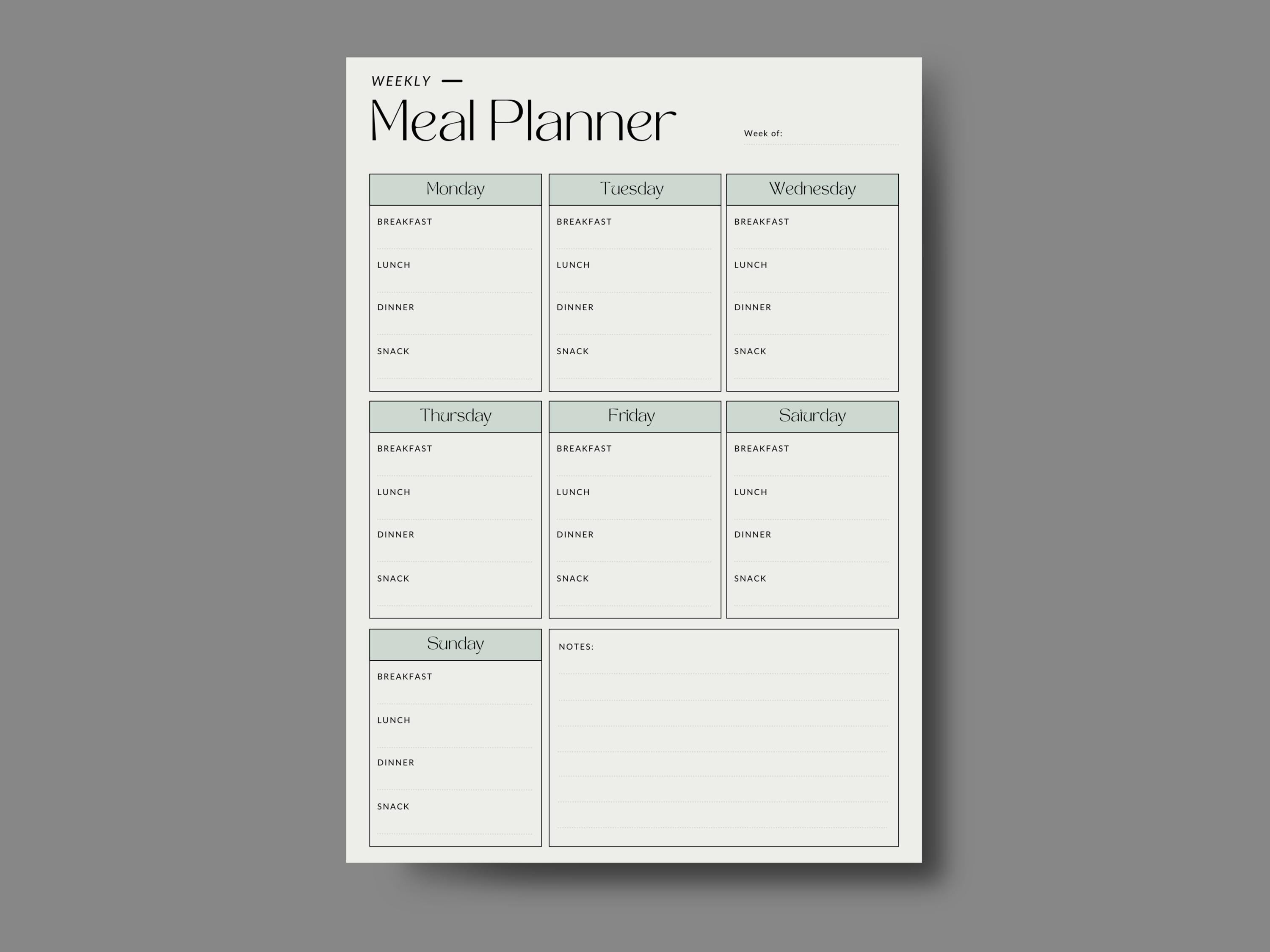 Weekly Meal Planner Printable, 7 Day Menu Planner, Meal Prep Planner ...