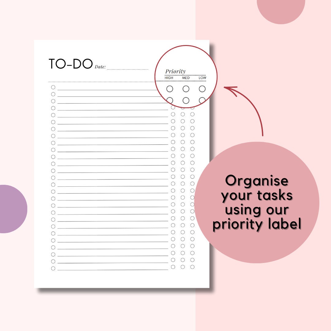 Priority To-do List Printable PDF Minimal Task List Simple Planner and ...