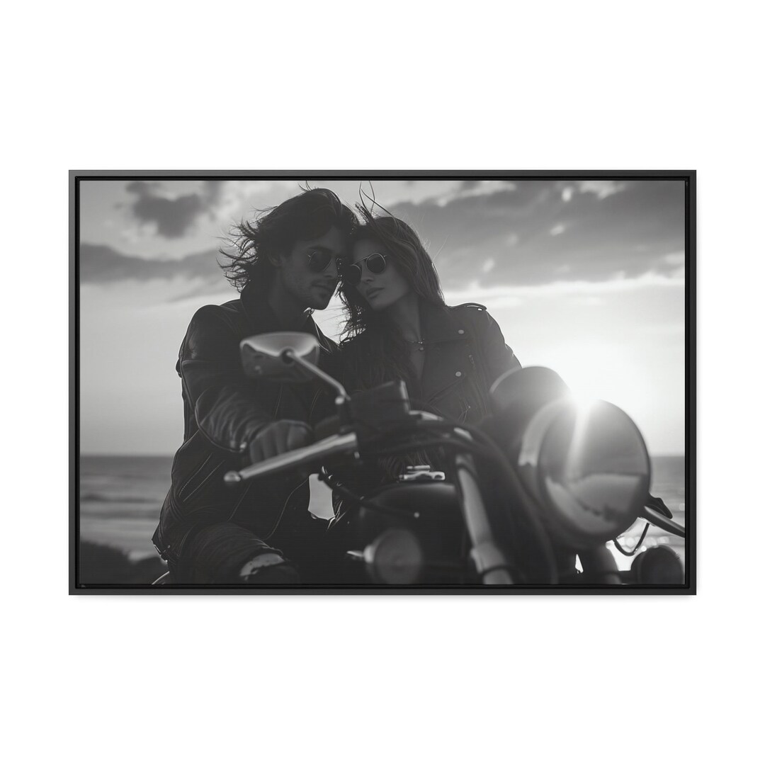 Lovers on Bike, Adventurous Couple Monochrome Photography, Love ...