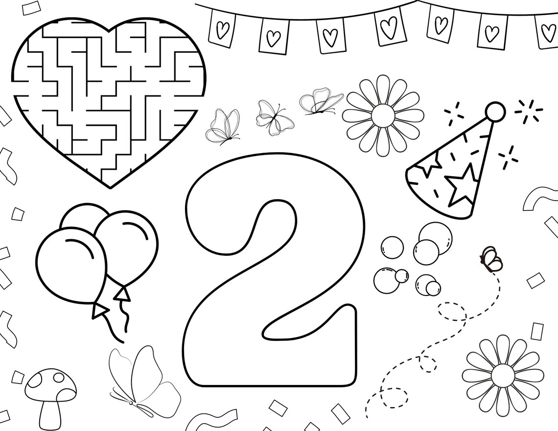 Printable Two Groovy Coloring Pages, 2nd Birthday Party Coloring Pages ...