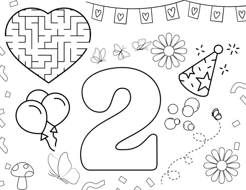 Printable Two Groovy Coloring Pages, 2nd Birthday Party Coloring Pages ...