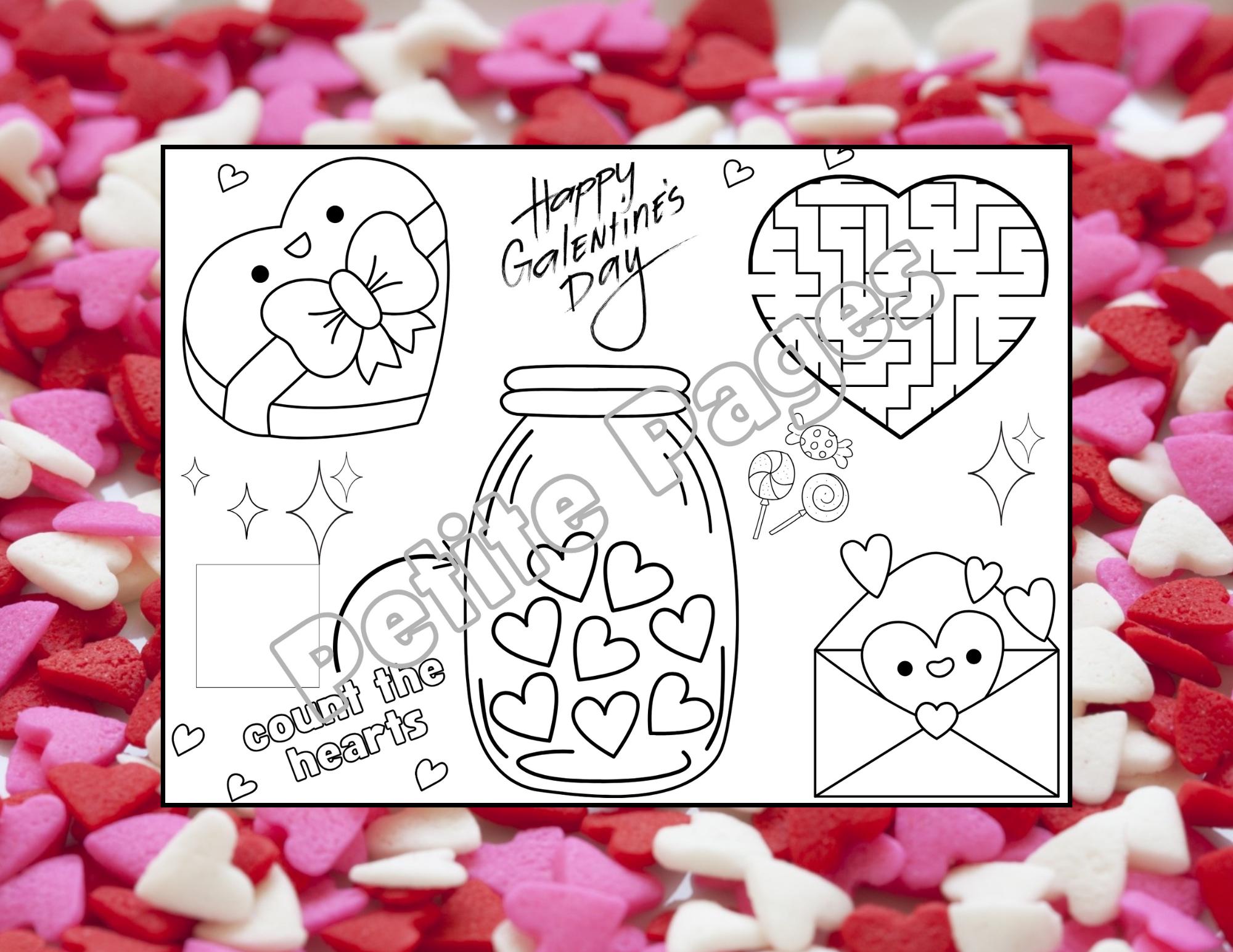 Galentine's Printable Coloring Pages, Valentines Digital Color Pages ...