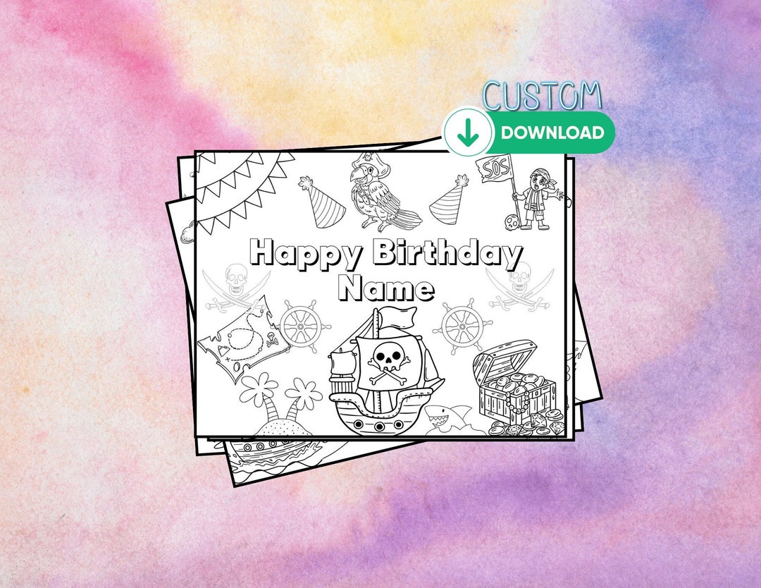 Pirate Themed Custom Coloring Pages, Personalized Coloring Placemat ...