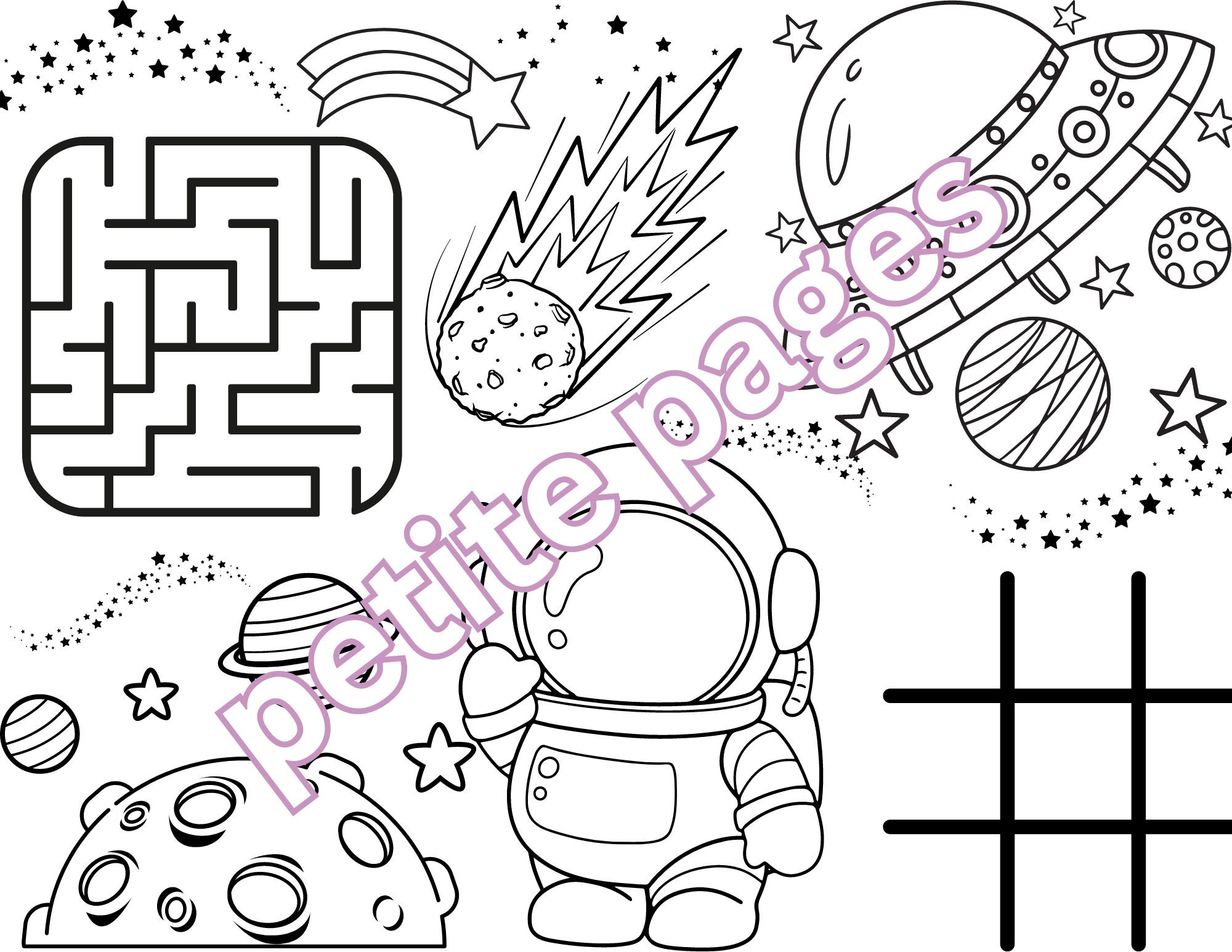 Custom Space Exploration Birthday Placemat Coloring Pages, Outer Space ...