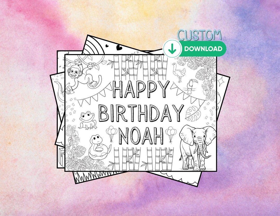 Customizable Birthday Coloring Pages for Kids Personalized Kids ...