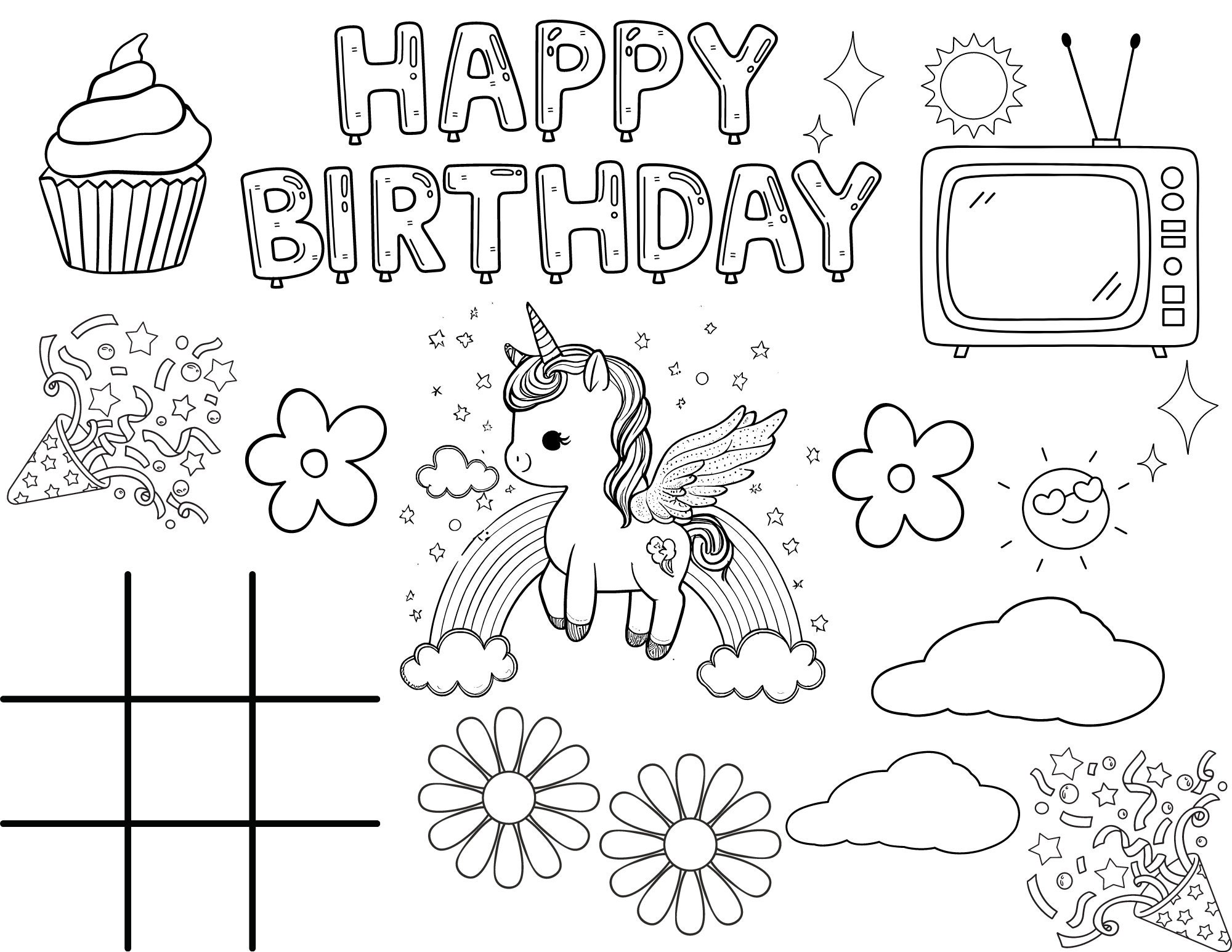 Printable Two Groovy Coloring Pages, 2nd Birthday Party Coloring Pages ...