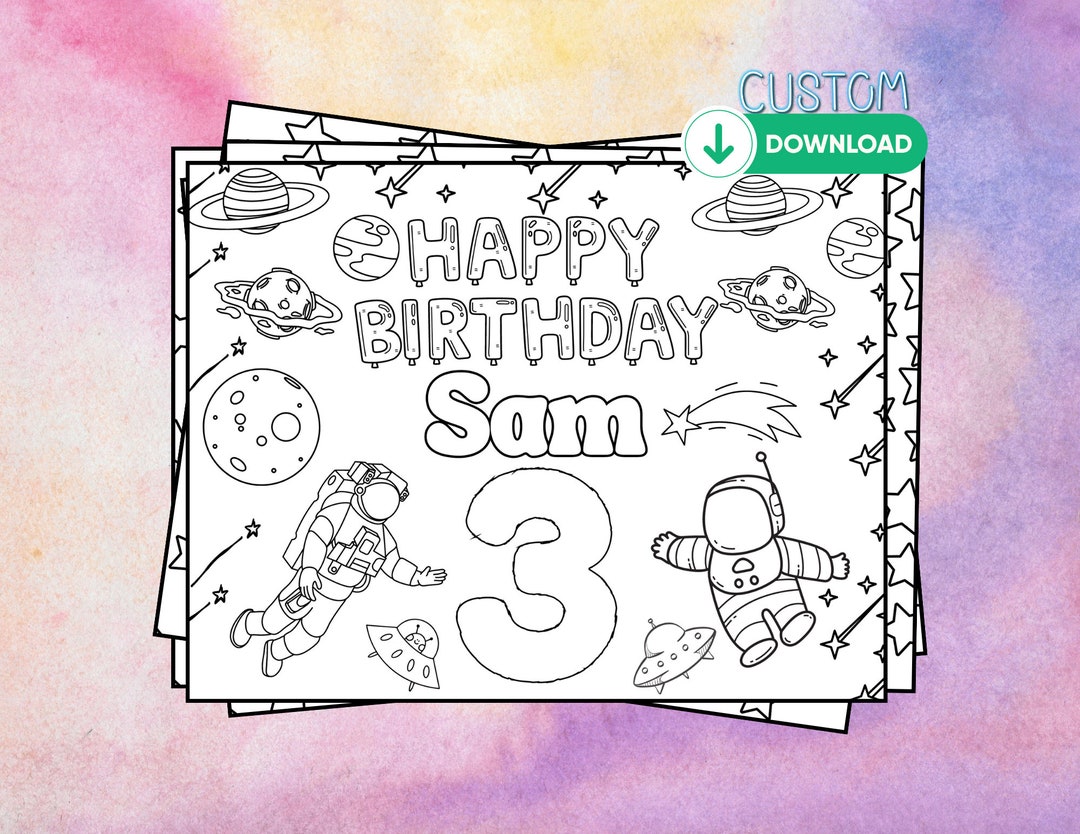 Custom Space Exploration Birthday Placemat Coloring Pages, Outer Space ...