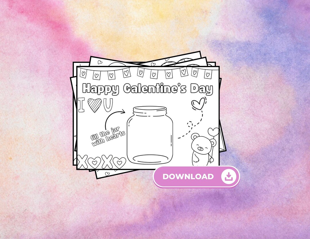 Galentine's Printable Coloring Pages, Valentines Digital Color Pages ...