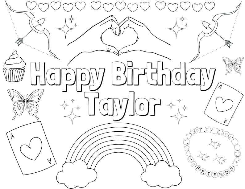 Set of 5 Taylor Swft Themed Custom Printable Coloring Pages Printable ...