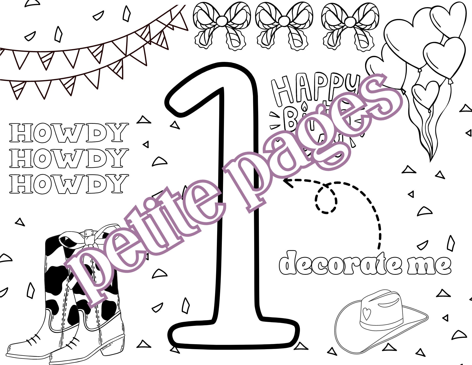 Custom Cowgirl Birthday Coloring Placemat, Cowgirl Birthday, Birthday ...