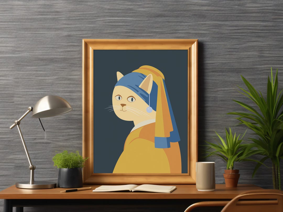Vermeer Cat Art Print: Girl With Pearl Earring Parody (digital Download ...