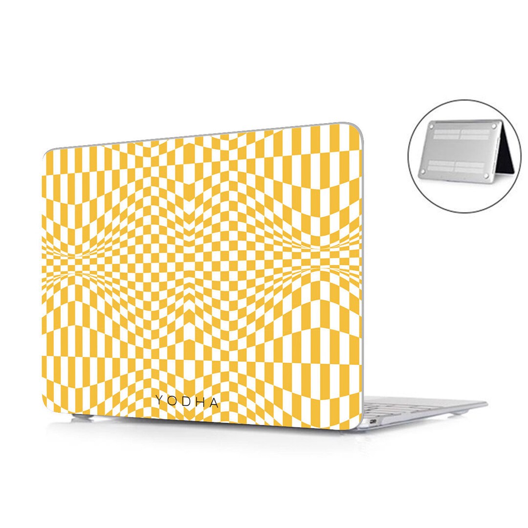 Yellow Checkered MacBook Case, Hard Protective Laptop Case for MacBook ...