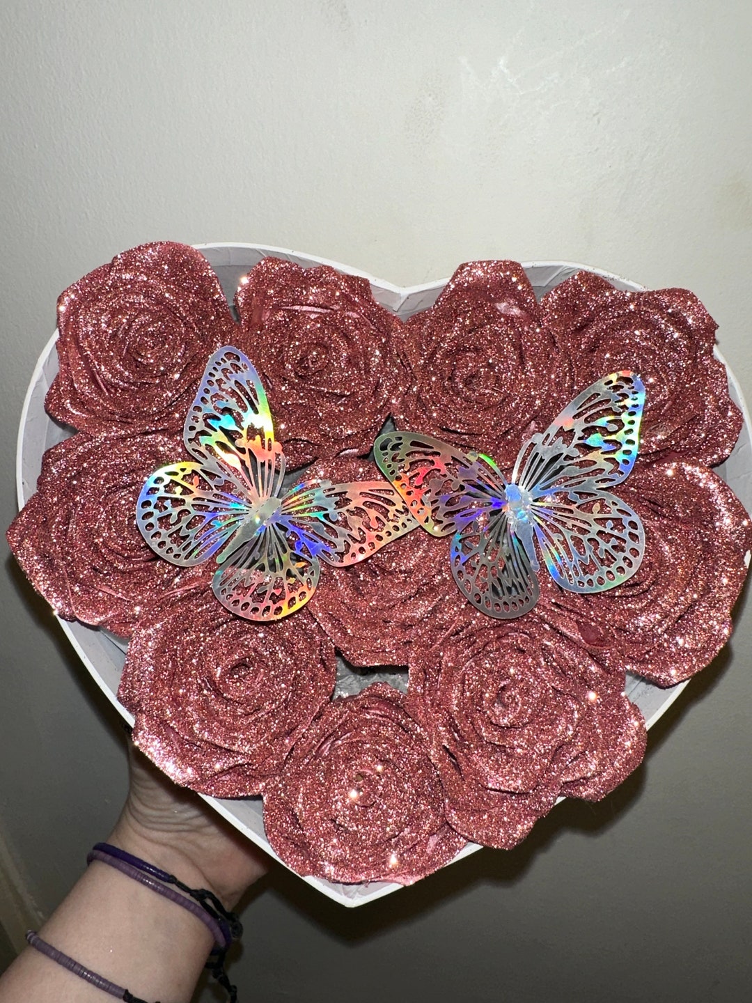 Handmade Rose Bouquet Heart Box - Etsy
