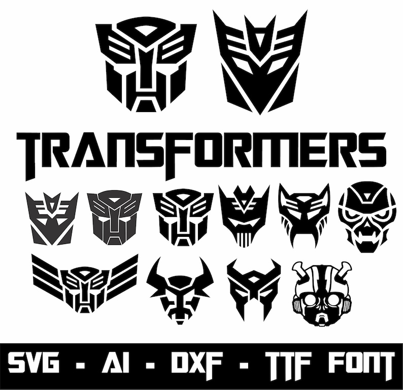 Transformers Font, Logo & Robot Art: SVG, AI, TTF Files - Etsy