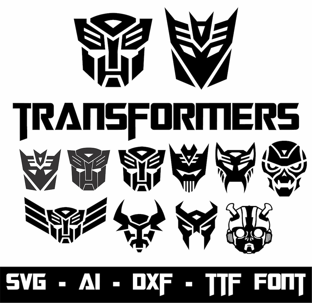 Transformers Font Alphabet SVG Autobot Head Skine Robot Logo Font Transformer Faces Svg Robot ...